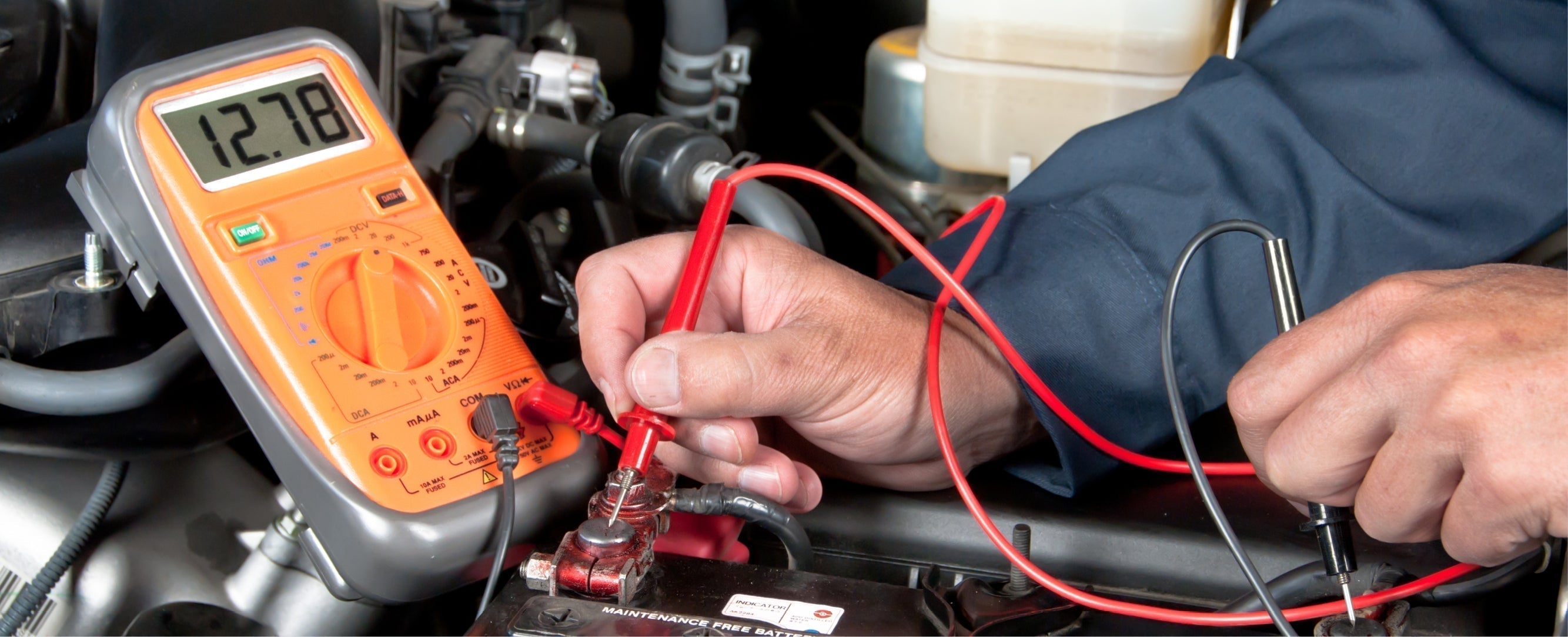 checking battery with a multimeter