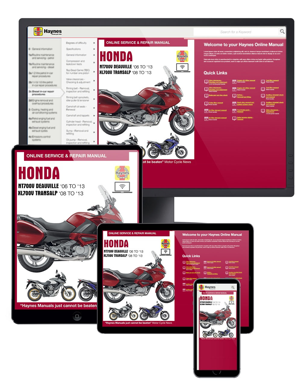 Honda NT700V Deauville & XL700V Transalp (06 - 13) Haynes Repair Manua ...