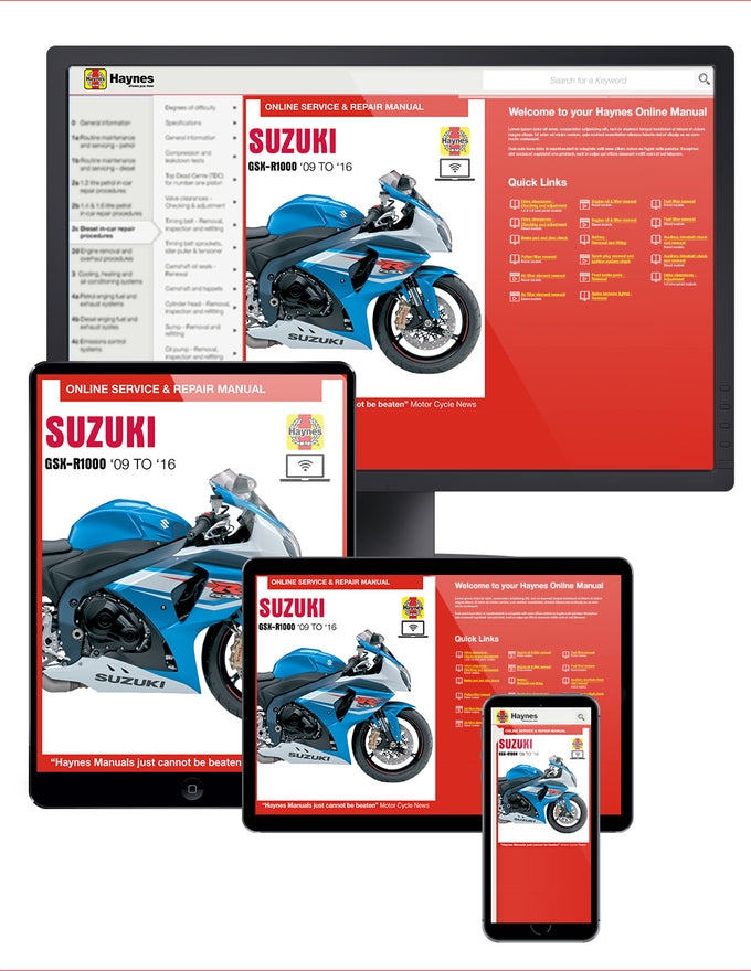 Suzuki GSX-R1000 (09-16) Haynes Repair Manual – Haynes Manuals North ...