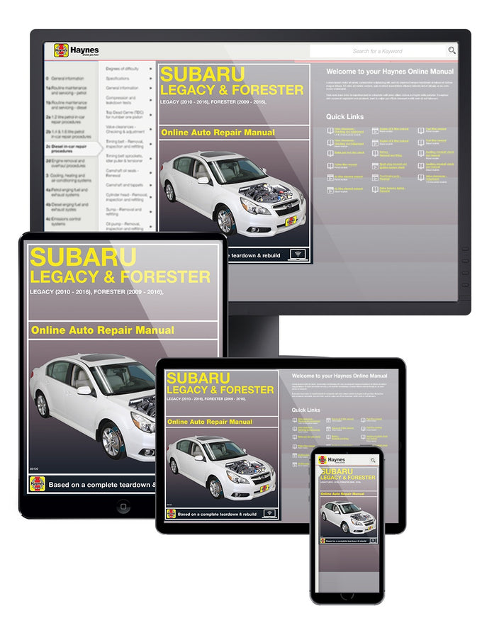 Subaru Legacy (10-16) & Forester (09-16) Haynes Repair Manual – Haynes ...