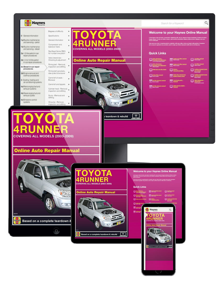 Toyota 4Runner (03-09) Haynes Repair Manual – Haynes Manuals North America