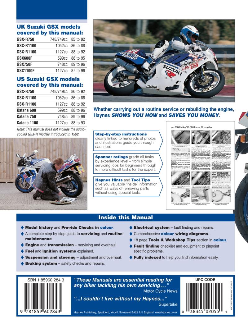 Suzuki GSX-R750 & GSX-R1100 (86-92), GSX600F Katana (88-96), GSX750F K ...